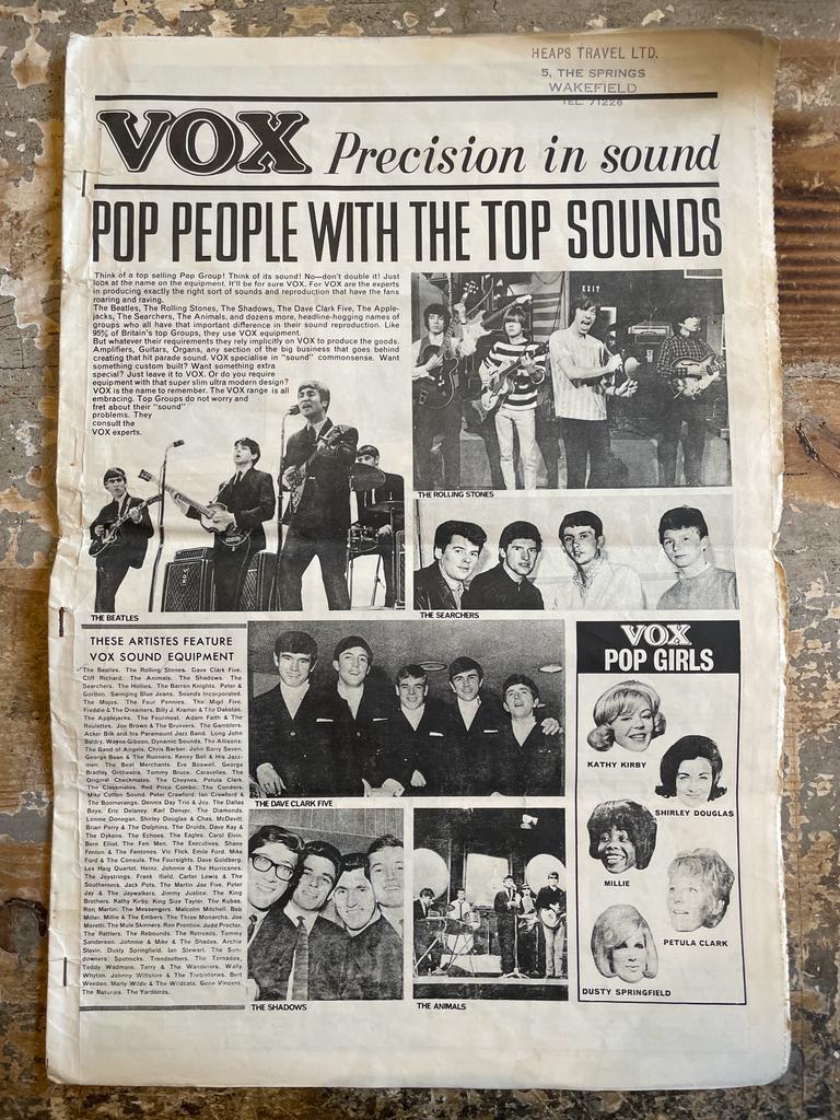 1960s Vox JMI Precision in Sound Newspaper – Hanks
